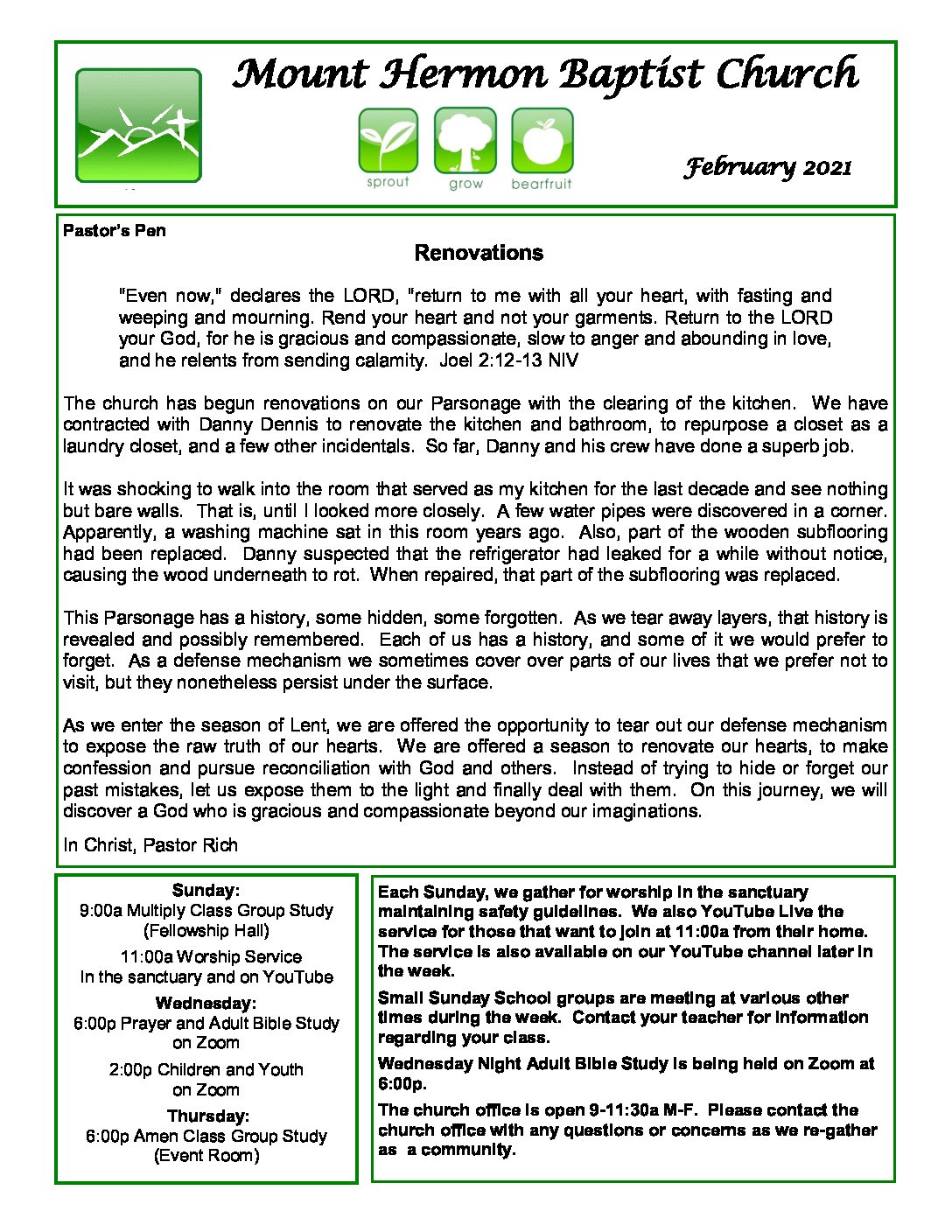 Newsletter - Mount Hermon Baptist Church