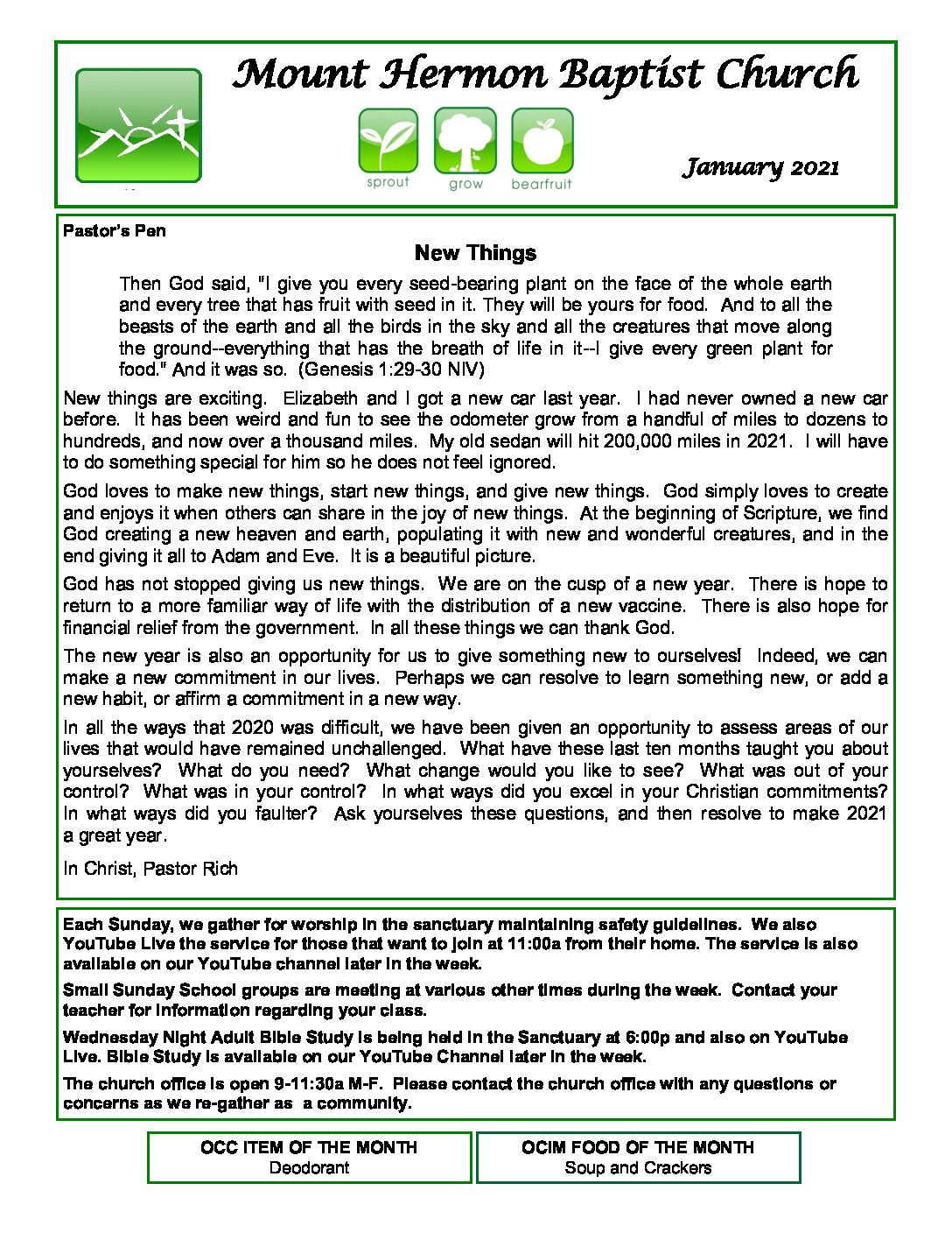 Newsletter - Mount Hermon Baptist Church